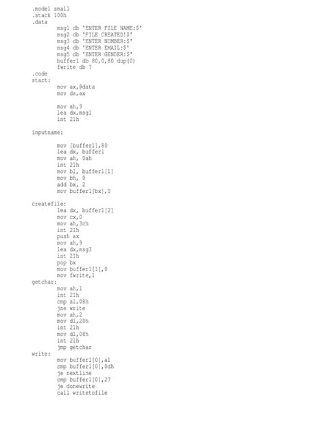 Tasm Code To Create A File And Write To It Pdf Games And Activities