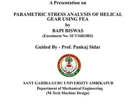 Contact Stress Analysis In Gear Spur Gear Pptx Physics Science