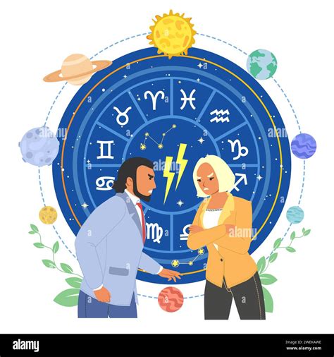 Couple Quarrelling Demonstrating Zodiac Sign Mismatch Vector