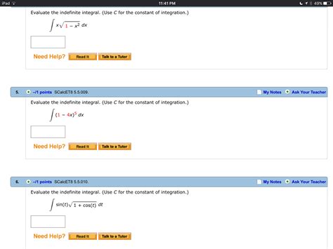 Solved Evaluate The Indefinite Integral Use C For The Chegg