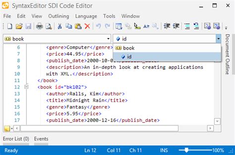 syntaxeditor xml add on navigable symbols the actipro blog