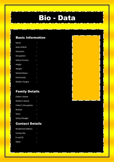 Matrimonial Bio Data Sample For Babes And Girls