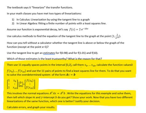 Solved The Textbook Says It Linearizes The Transfer