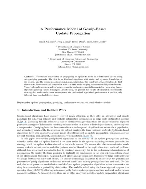 Pdf A Performance Model Of Gossip Based Update Propagation