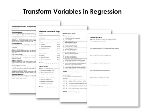 Transform Variables In Regression Teaching Resources