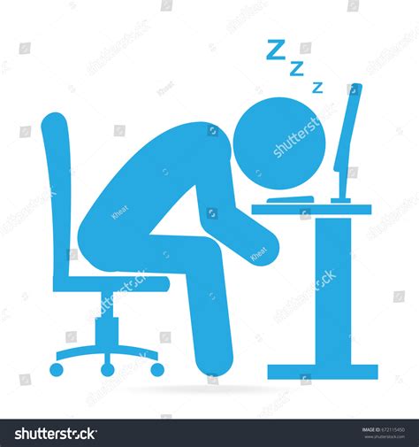 Man Sleeping Front Computer On Work Stock Vector Royalty Free 672115450