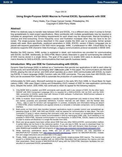 089 30 Using Single Purpose Sas® Macros To Format Excel