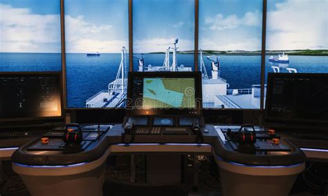 Modern Ship Control Panel The Captain Bridge Equipment Editorial