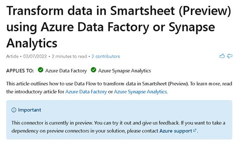 Azure Data Factory Smartsheet Linked Service Errors Microsoft Qanda
