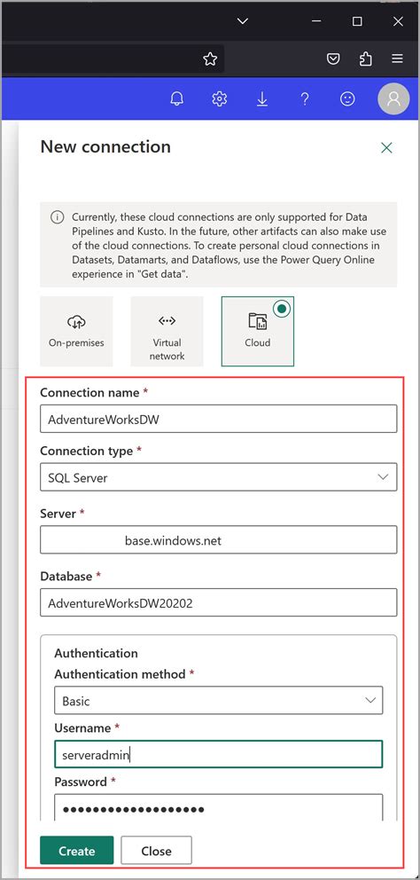 Create And Share Cloud Data Sources In The Power Bi Service Power Bi Microsoft Learn