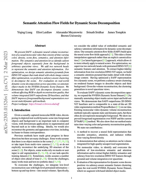 Semantic Attention Flow Fields For Monocular Dynamic Scene Decomposition