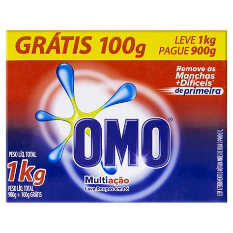 Lava Roupas PÓ Omo MultiaÇÃo Caixa Leve 1kg Pague 900g Gtineanupc