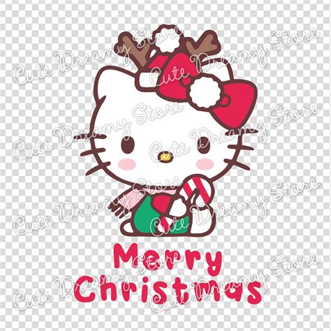 A Festive Clipart Image Featuring Two Hello Kitty Characters Dressed