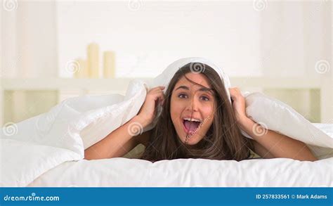 Cute Woman Under Covers In Bed Stock Video Video Of Female Happy