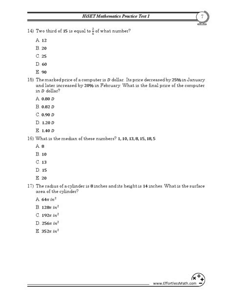 5 Hiset Math Practice Tests Extra Practice To Help Achieve An Excellent Score Effortless Math