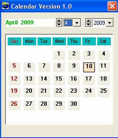 Calendar Version 1 0 Sourcecodester