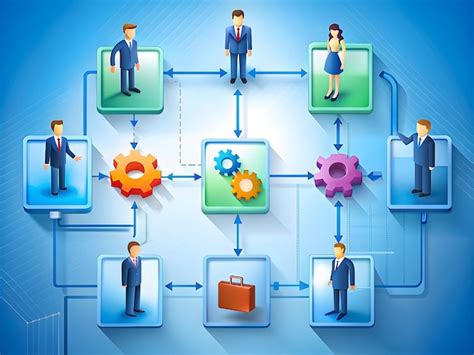 A Detailed Flowchart With Businesspeople Gears And Arrows Illustrating The Interconnectedness Of