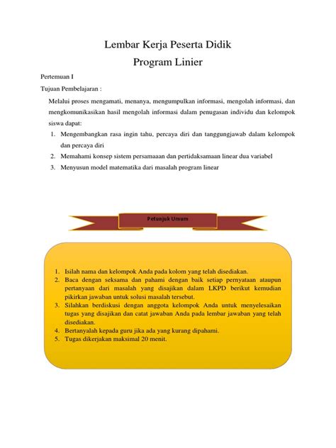 Lkpd Program Linear Pdf