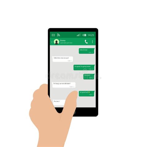 Mobile Phone Vector Illustration Social Network Concept Messenger Window Chating And