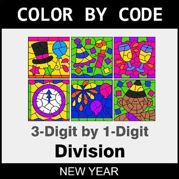 New Year Color By Code 3 Digit By 1 Digit Division By WhooperSwan