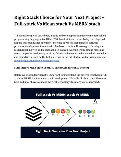 Full Stack Vs Mean Stack Vs Mern Stack Comparison And Benefits Pdf