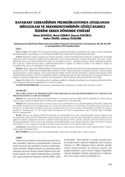 Pdf The Early Effect Of Premedication With Midazolam And