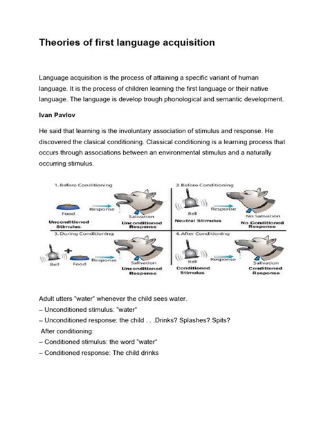 Theories Of First Language Acquisition Pdf Learning Language Acquisition