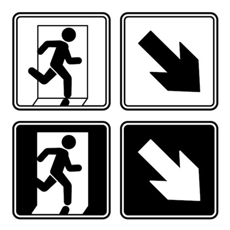 Premium Vector Emergency Exit Signs Pointing Down