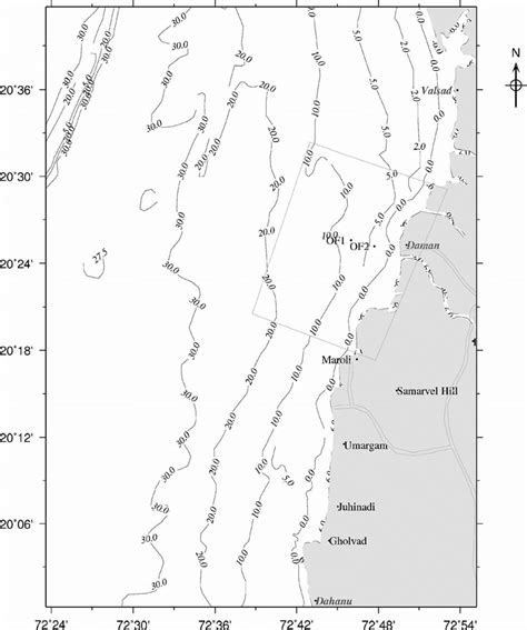 Bathymetry Contours Of The Model Domain Download Scientific Diagram