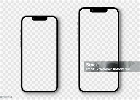 투명 스크린을 갖춘 현실적인 모델 스마트폰 스마트 폰 모형 컬렉션 장치 전면 보기 투명 한 배경에 그림자와 3d 휴대 전화 12에 대한 스톡 벡터 아트 및 기타 이미지
