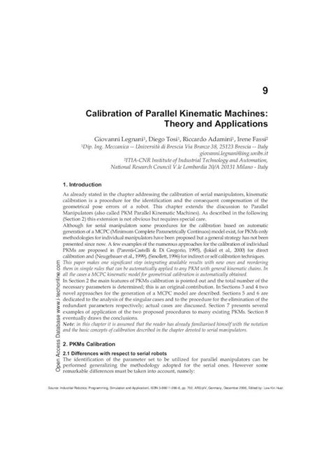 Pdf Calibration Of Parallel Kinematic Machines Theory And · 2018 6 26 · Manipulators