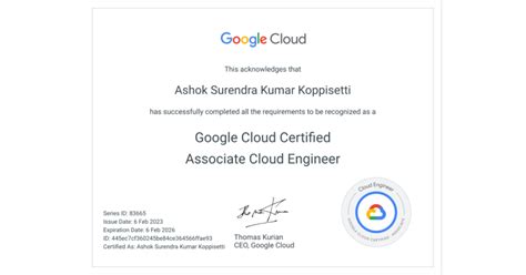 Ashok Surendra Kumar Koppisetti On Linkedin Associate Cloud Engineer