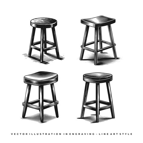 Premium Vector A Set Of Stools And High Bar Stool