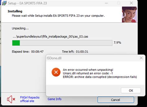 Unarcdll Error How Can I Fix It I Downloaded The Recent Fifa 23 And Was Trying To Install But