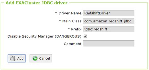 Connect Amazon Redshift Database From Exasol Using Jdbc Driver