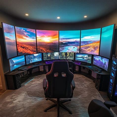 A Gaming Room With A Multiscreen Setup For An Immersive Experience Premium Ai Generated Image