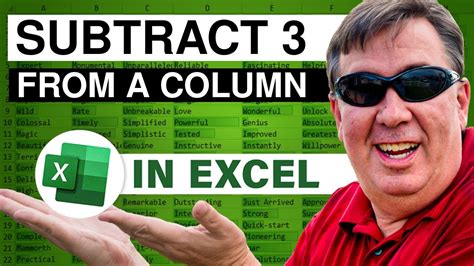 Excel Subtraction Magic Subtract 3 From A Column Episode 2099 Youtube
