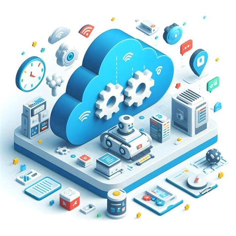 3d flat icon as cloud computing automation with robotic process