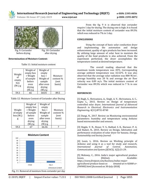 irjet artificial lightning in solar tunnel dryer for coriander pdf