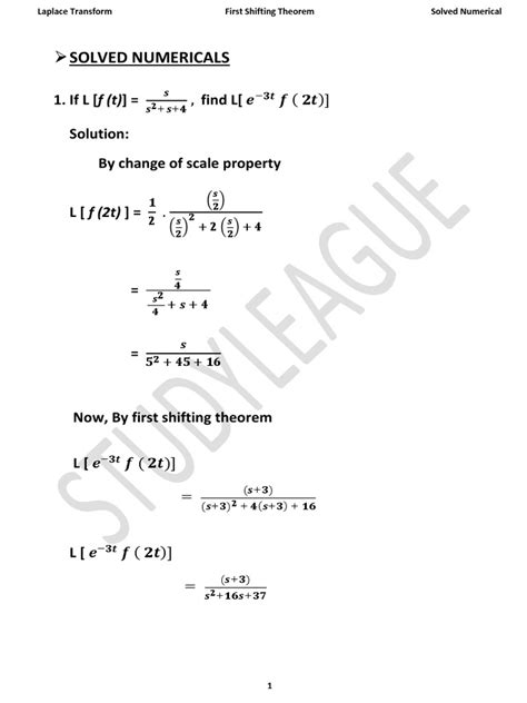 First Shifting Theorem Solved Numericals Pdf