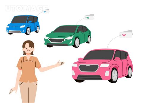 중고 자동차를 구매하기 위해 자동차를 고르는 여성 벡터 이미지 Sill585 유토이미지 일러스트 자동차 중고자동차 중고 구매 판매 1명 가격표 가격