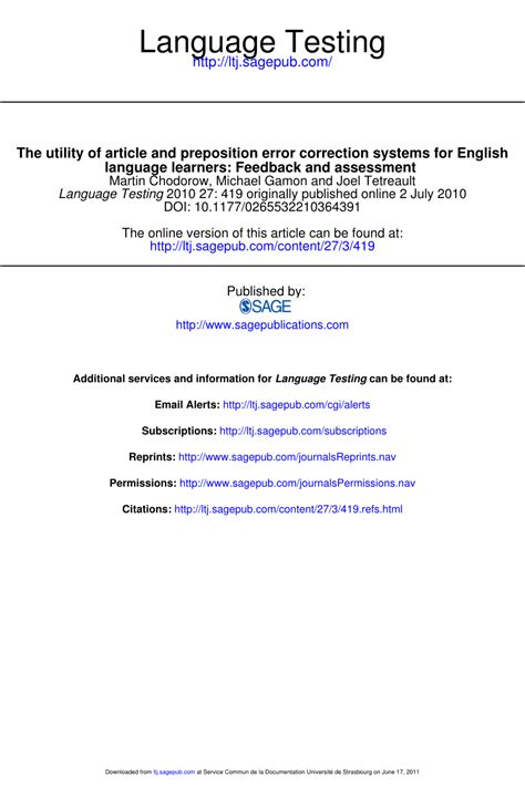 pdf the utility of article and preposition error correction systems for english language