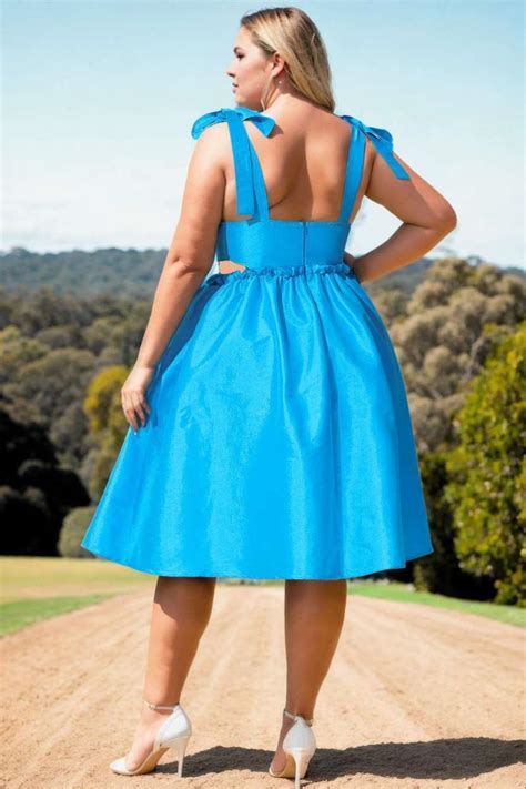 Milan Plus Size Aqua Blue Bustier Party Dress Hello Curve