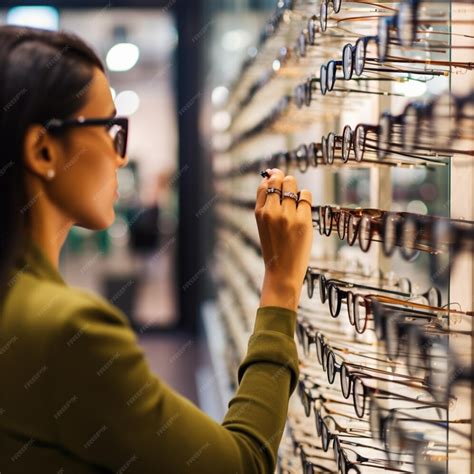 Premium Ai Image Row Of Glasses At An Opticians Eyeglasses In Shop
