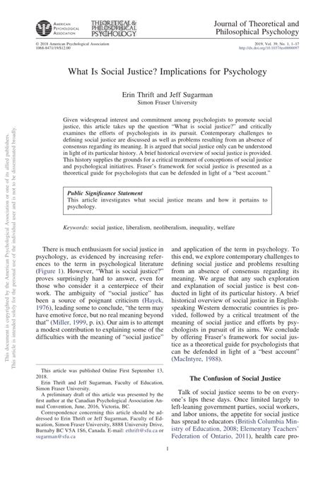 Pdf What Is Social Justice Implications For Psychology