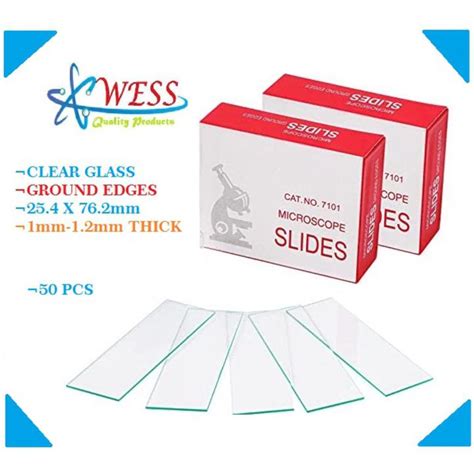 Microscope Slides 7101 Plain Ground Edge Slides 50pcs Clear Glass