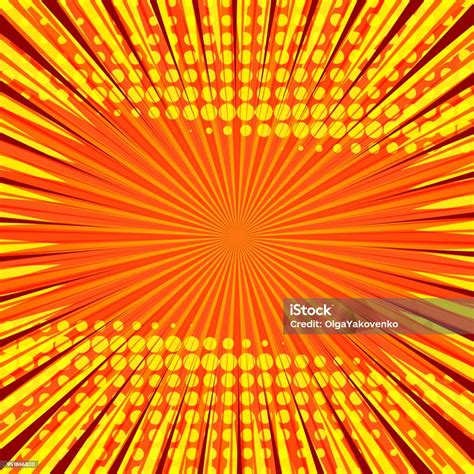 스타일 팝 아트 디자인에 대 한 추상 만화 오렌지 배경 레트로 버스트 템플릿 배경 막입니다 광선 효과입니다 빈티지 만화 스타일 하프톤 현대 인쇄 질감 벡터 검은색에 대한