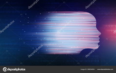 Artificial Intelligence Conceptual Illustration Human Head Silhouette