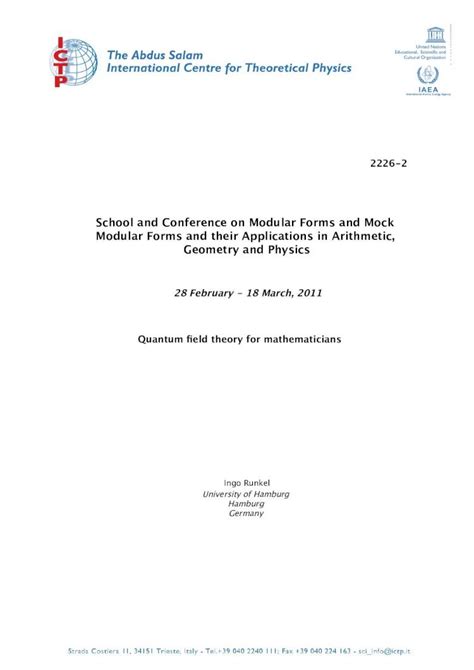 Pdf School And Conference On Modular Forms And Mock Indicoictpit