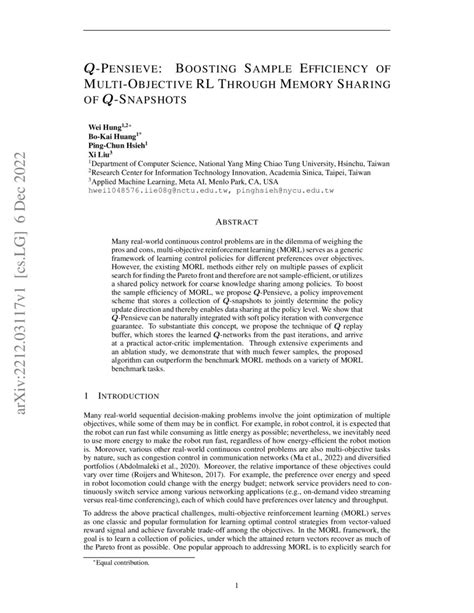 q pensieve boosting sample efficiency of multi objective rl through memory sharing of q